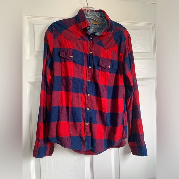 JACHS Girlfriend | Tops | Jachs Girlfriend Womens Red Navy Buffalo ...